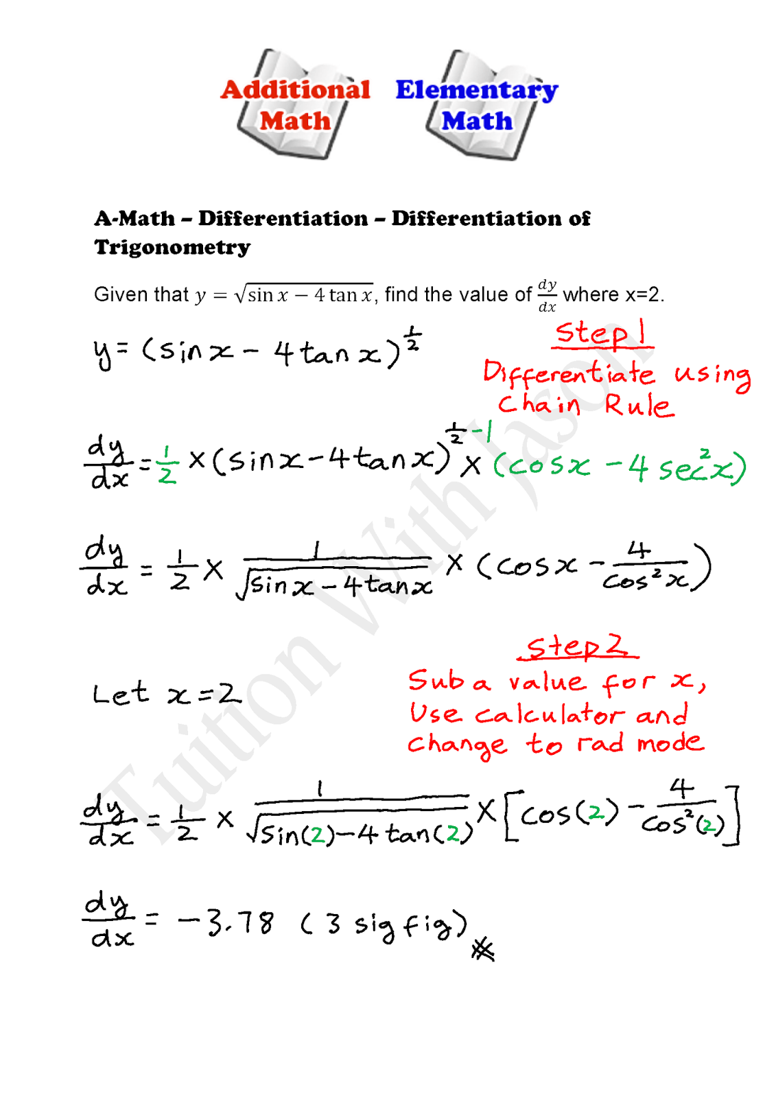 A Math Diifferentiation Differentiation Of Trigonometry Singapore A Math Diifferentiation Differentiation Of Trigonometry Singapore