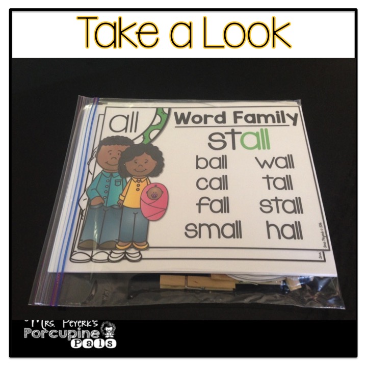 Mrs. Peyerk's Porcupine Pals: Short Vowel Word Families: Literacy Stations