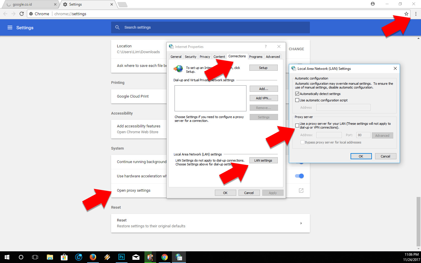 "There is no Internet connection" di Chrome Tapi Firefox Normal ...