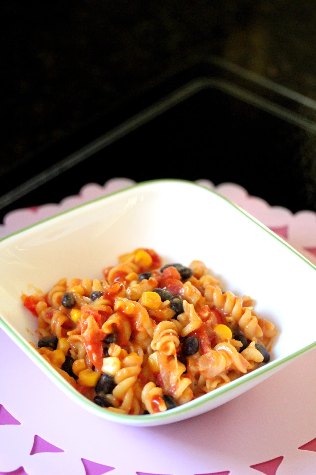 Cheezy, Tomato-y Pasta with Corn, Peppers, and Black Beans + our 300th ...