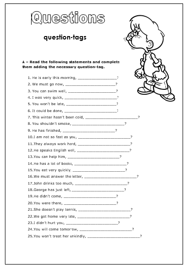 Tag Questions Worksheet | My English Printable Worksheets