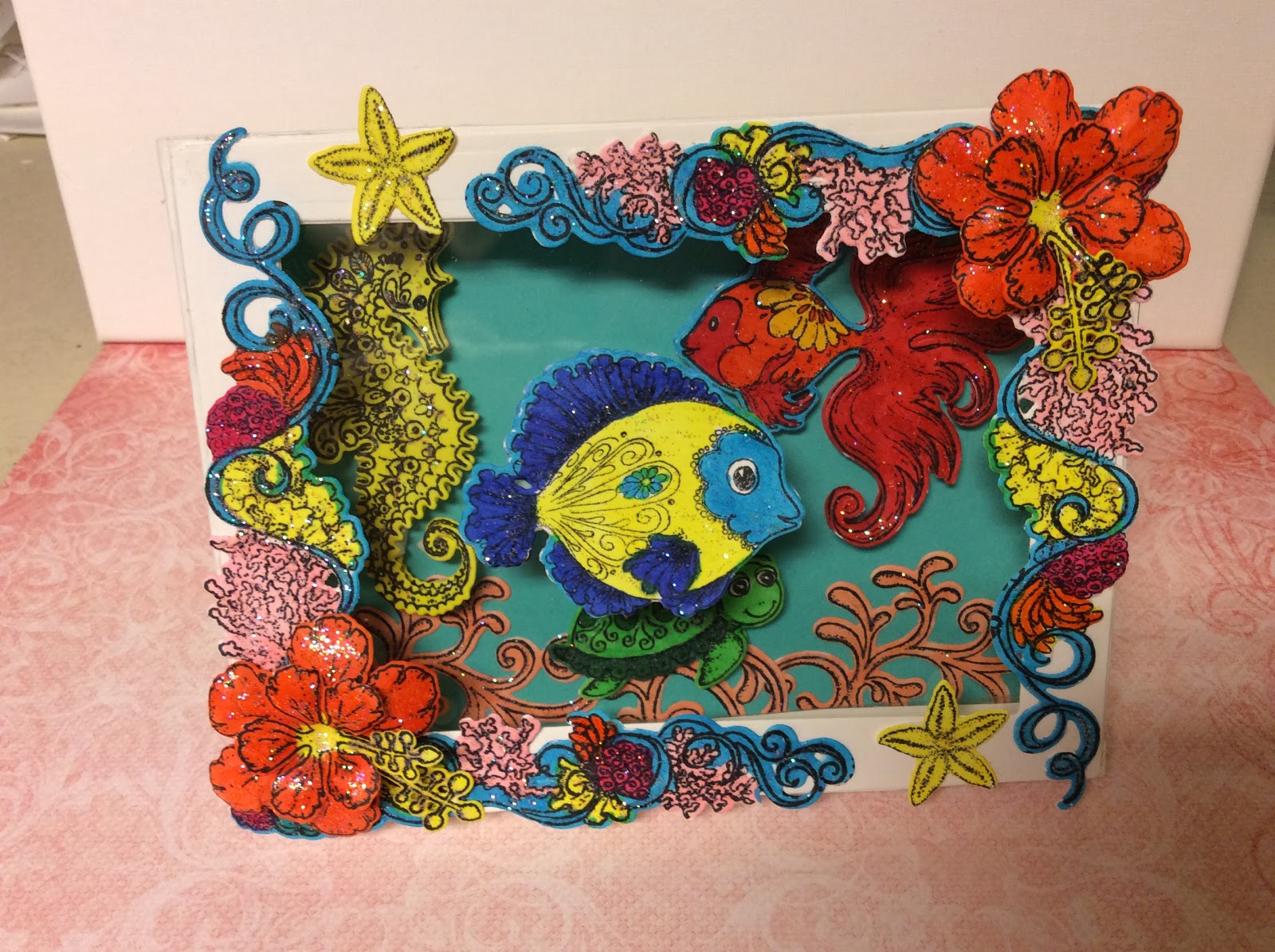 3D Design Cards: My Own Shadow Box Design of an Ocean Theme
