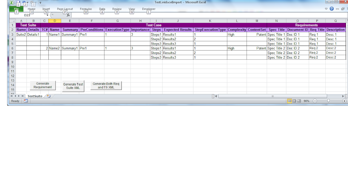 TestLink: Test Link: Import Excel of test Requirement and test suite ...