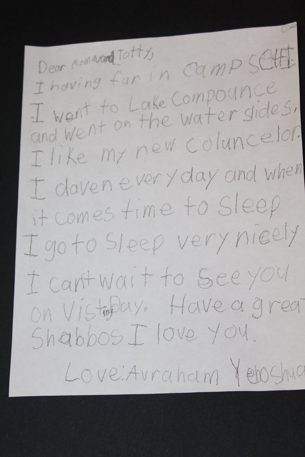 CAMP SCHI 2015 in Hawley PA home to Lake Wallenpaupack: DEAR MOMMY!!!