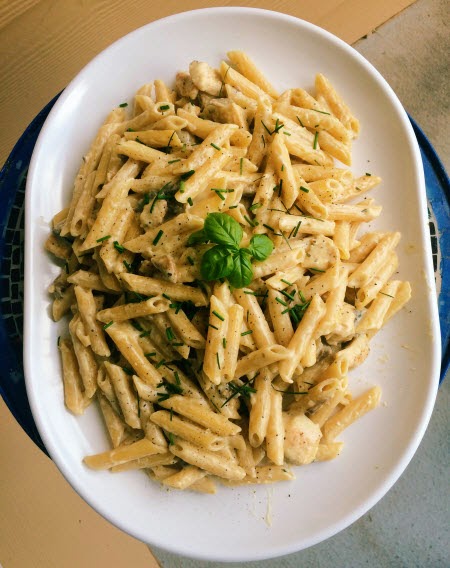 DoughMestic Diva: Penne with Chicken Truffle Cheese and Mushrooms