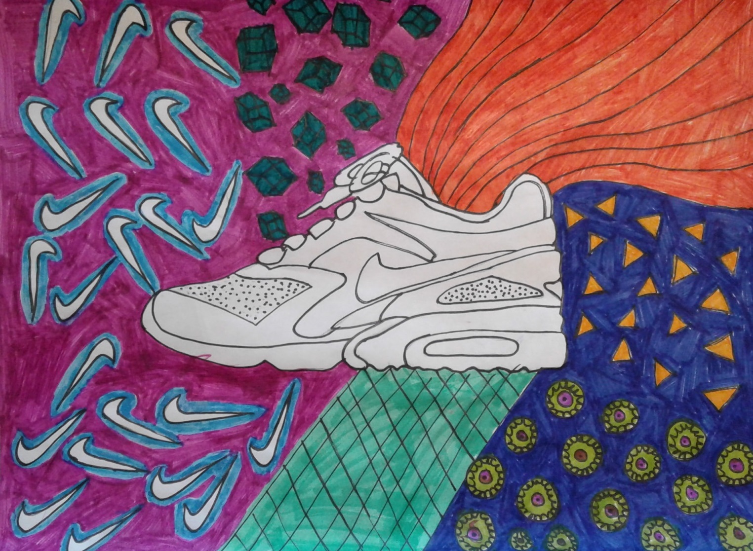 a faithful attempt: Observational Shoe Contour Drawing with Patterns