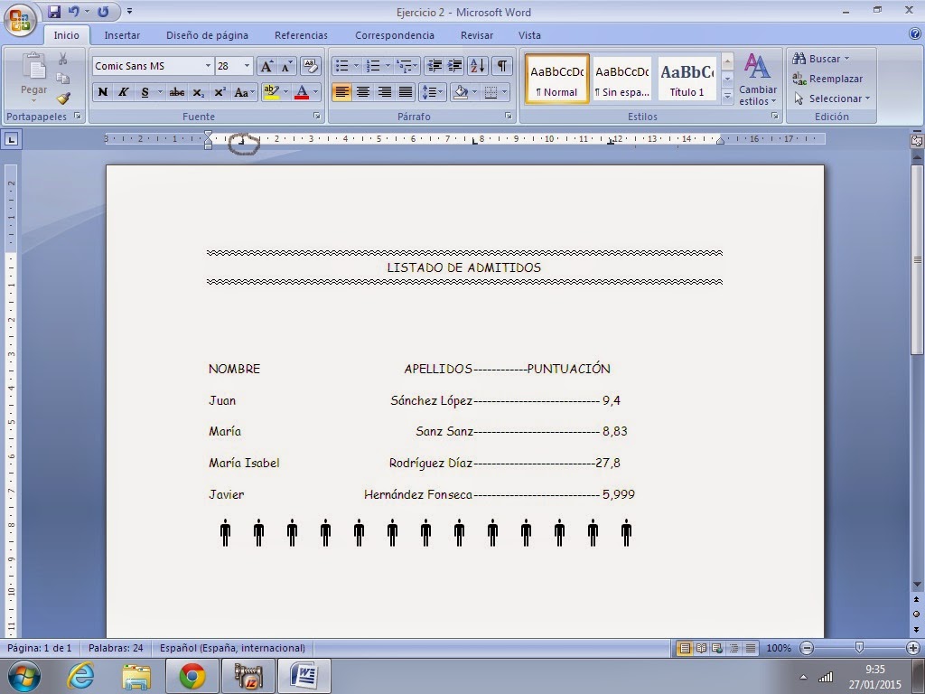Ofimática: EJERCICIO 2 - OFIMÁTICA WORD (tabulaciones)