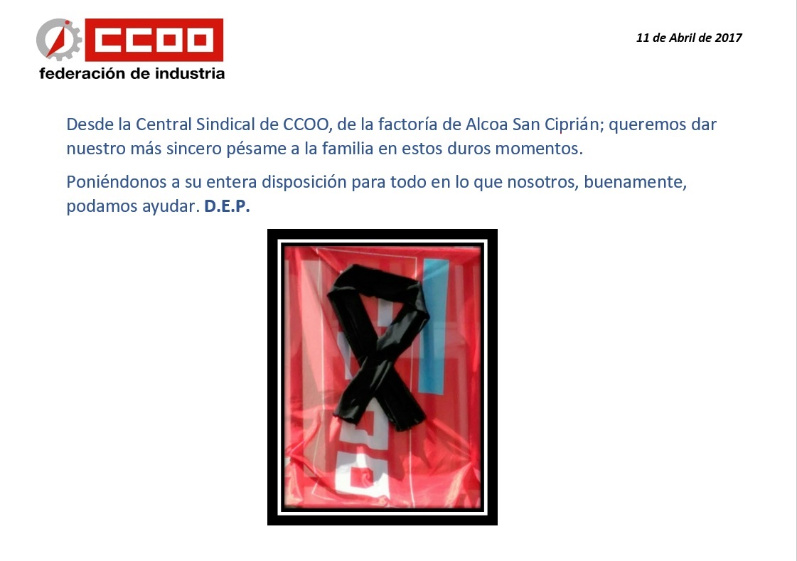 SECCIÓN SINDICAL ALO/ALA ALCOA SAN CIPRIAN: D.E.P.