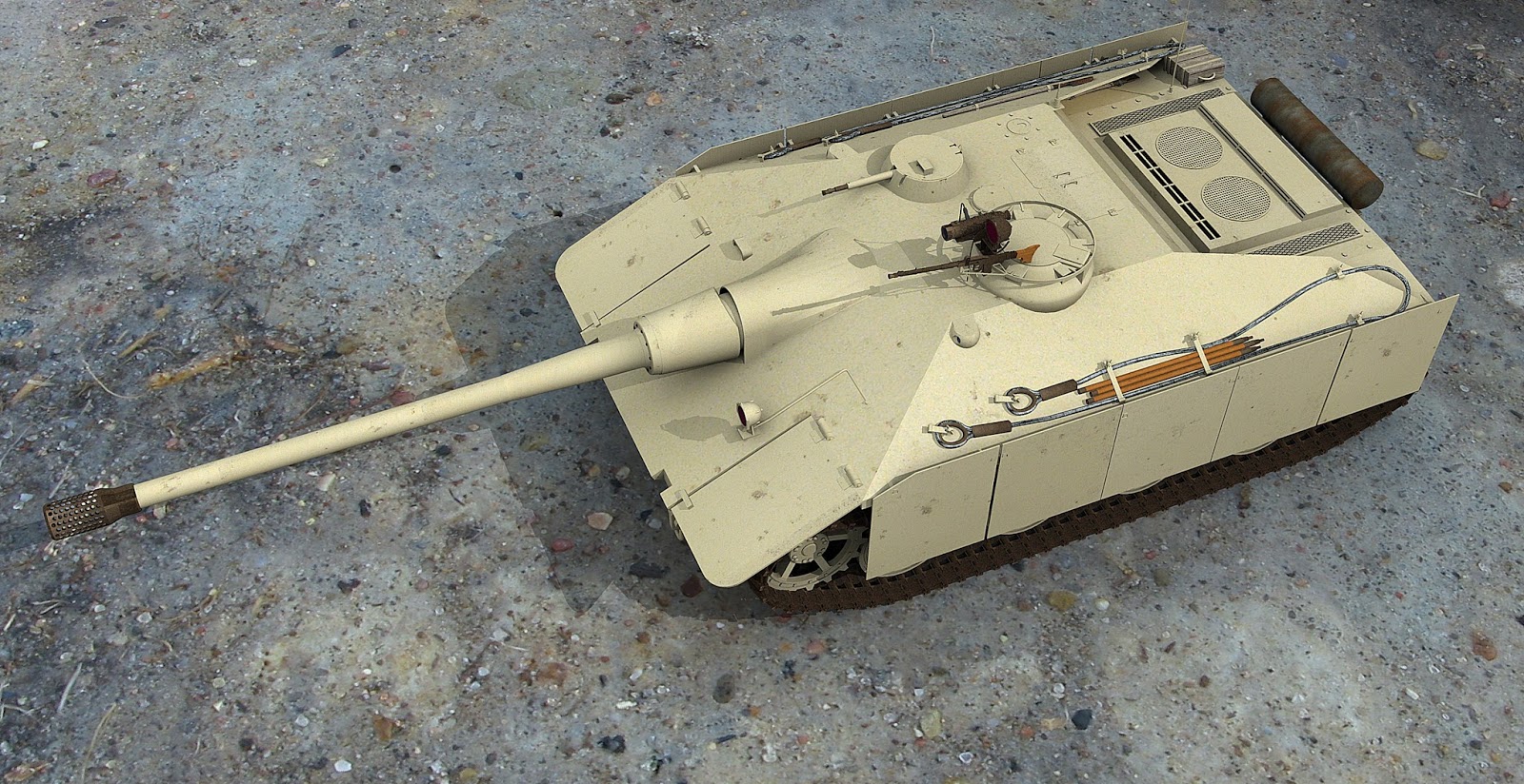 SketchUP Power 草圖力量: JAGDPANTHER III E79 WITH 128 GUN (Paper tank 計劃戰車