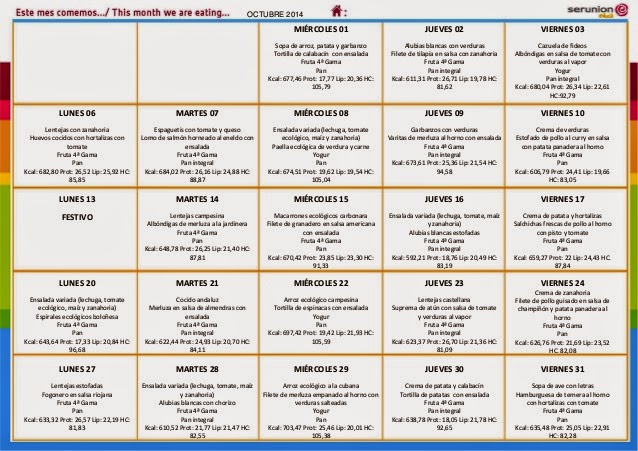 BLOG DEL CEIP LEPANTO MAIRENA: MENÚ DE OCTUBRE