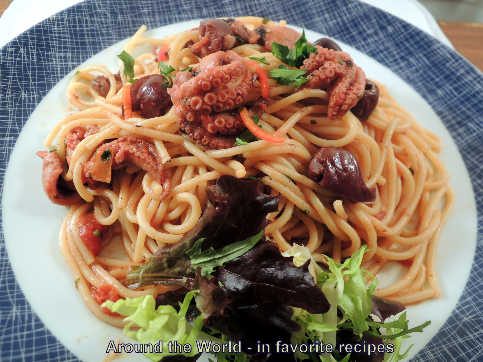 Around the World - in favorite recipes: Spaghetti with Baby Octopus and ...