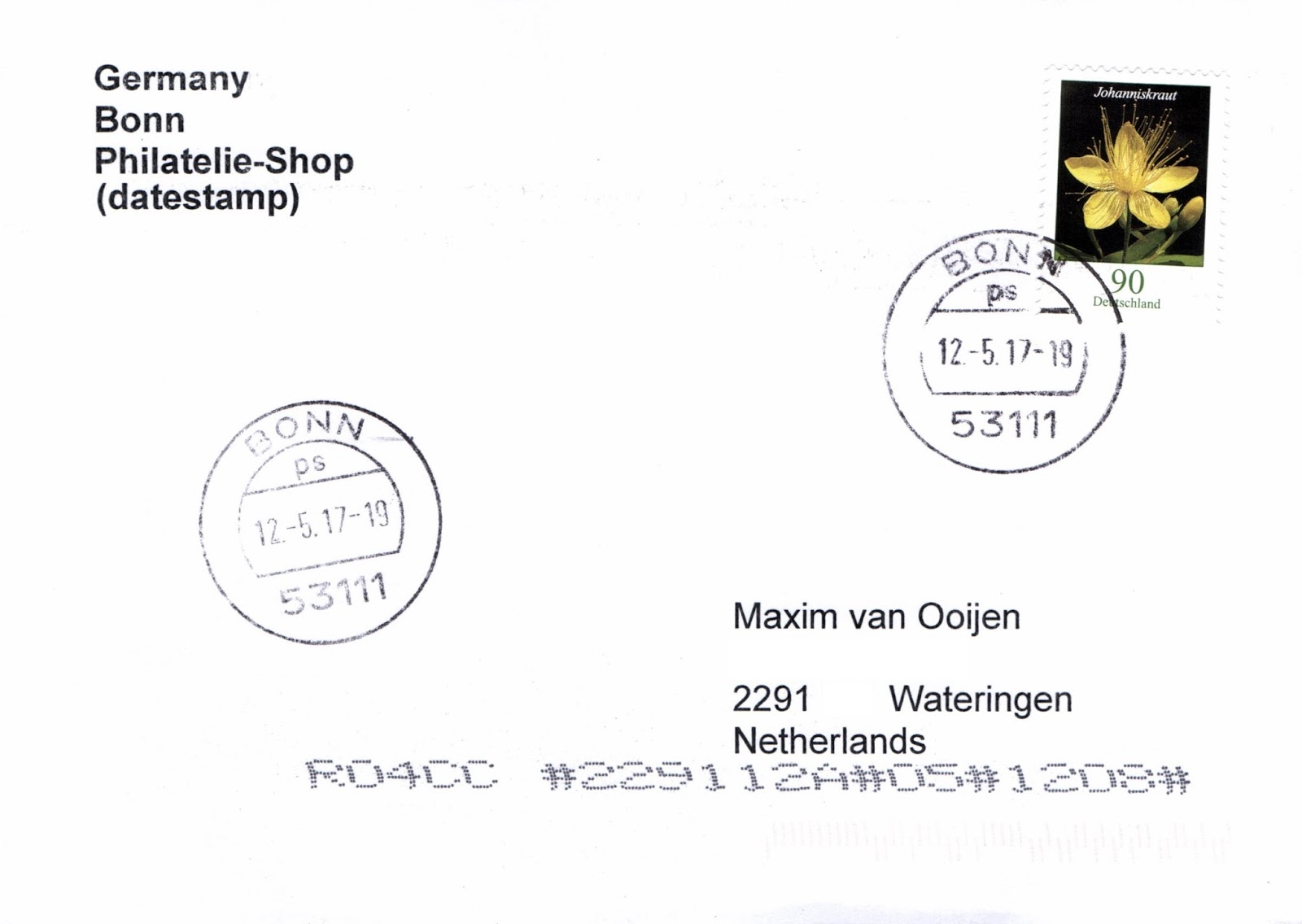 World envelope collection: Germany - Bonn - Philatelie-Shop (datestamp)
