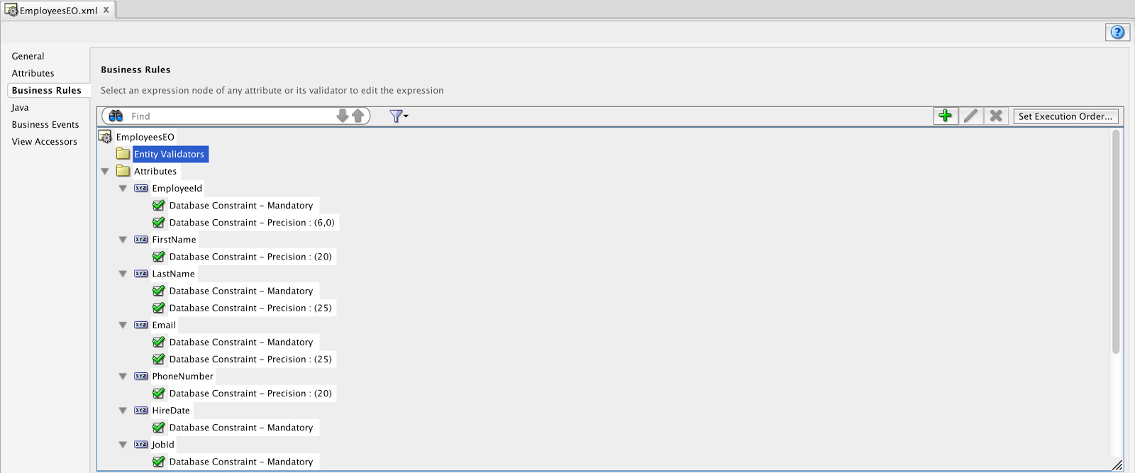 Oracle Technologies Stack: Compare Validator Using ADF BC Declarative Built-in Rules