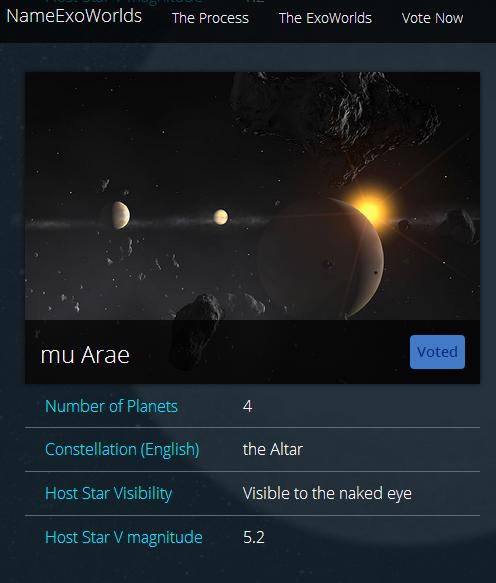 Vota "Cervantes" como nombre para la estrella µ Arae ~ La estela de Gagarin