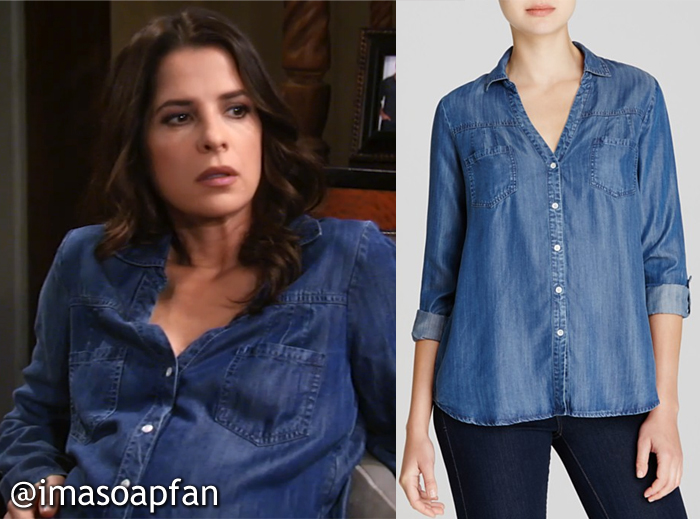 Sam Morgan's V-Neck Chambray Shirt - General Hospital, Season 54 ...