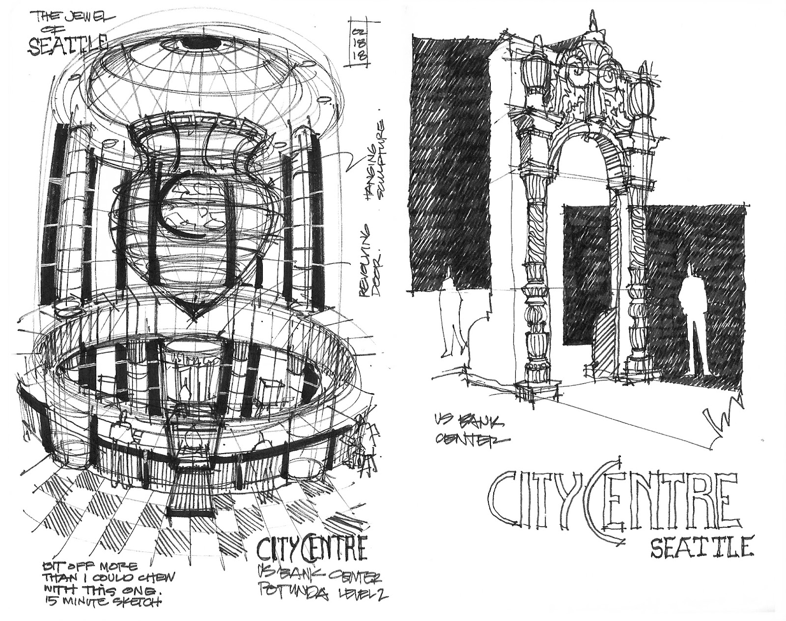 Urban Sketchers Seattle: US Bank Centre/City Centre Outing