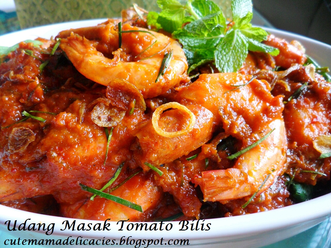 Cute Mama Delicacies: UDANG MASAK TOMATO BILIS