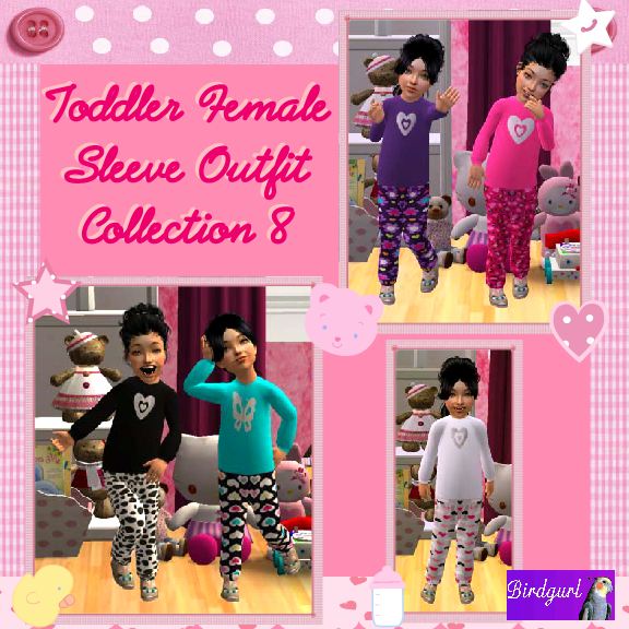 Birdgurl's Sims 2 Creations: Toddler Female Sleeve Outfit Collection 8
