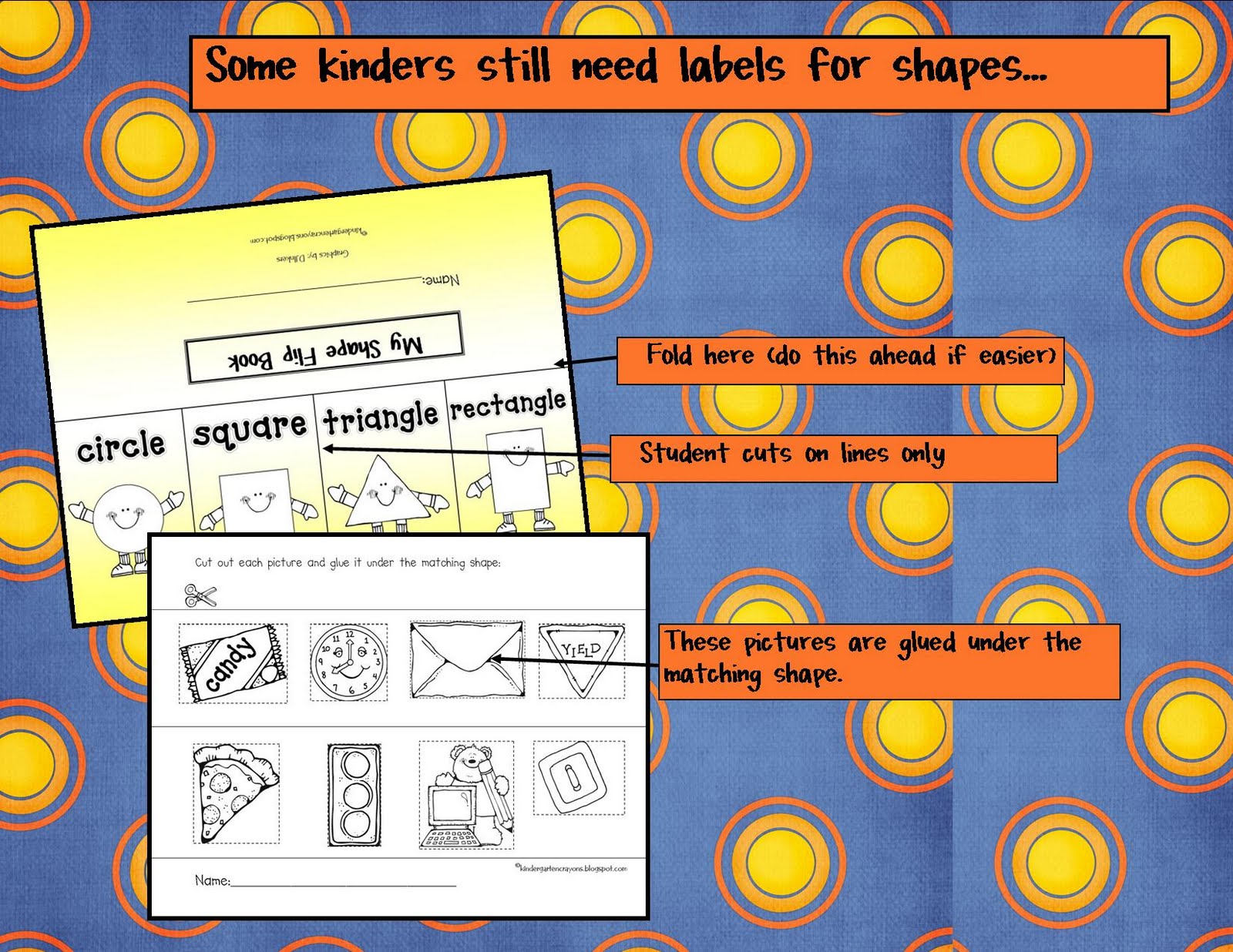 Kindergarten Crayons: Flipping Over Shapes