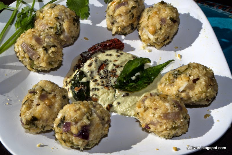 Sattvaa: Nuchinunde with hasi majjige huli (steamed lentil balls with ...