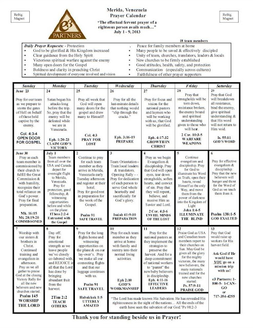 e3 Legacy – Families on Mission: Prayer Calendar for July 2013 ...