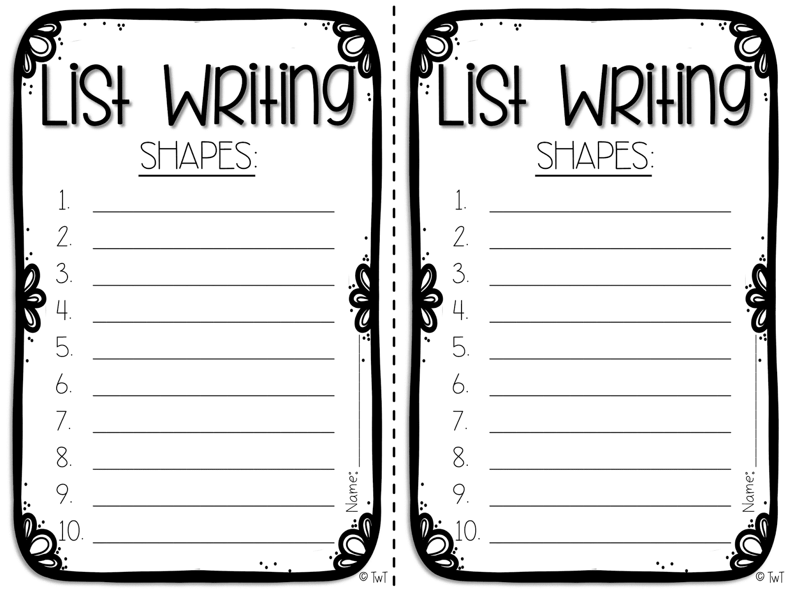 Teaching With Terhune: List Writing Prompts and Extension Activities