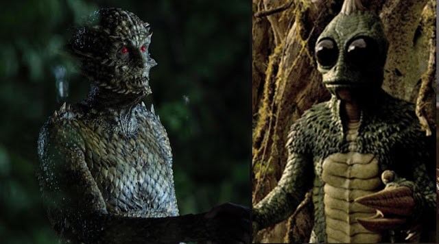 The X-Files's were-monster (left) and Land of the Lost's Sleestak (right)