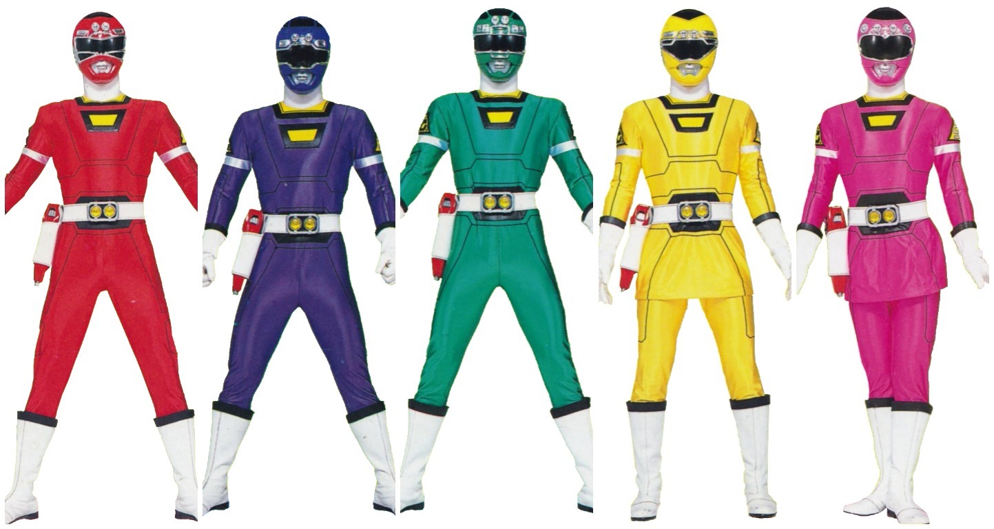 Os Rangers e os Zords de “Power Rangers Turbo”