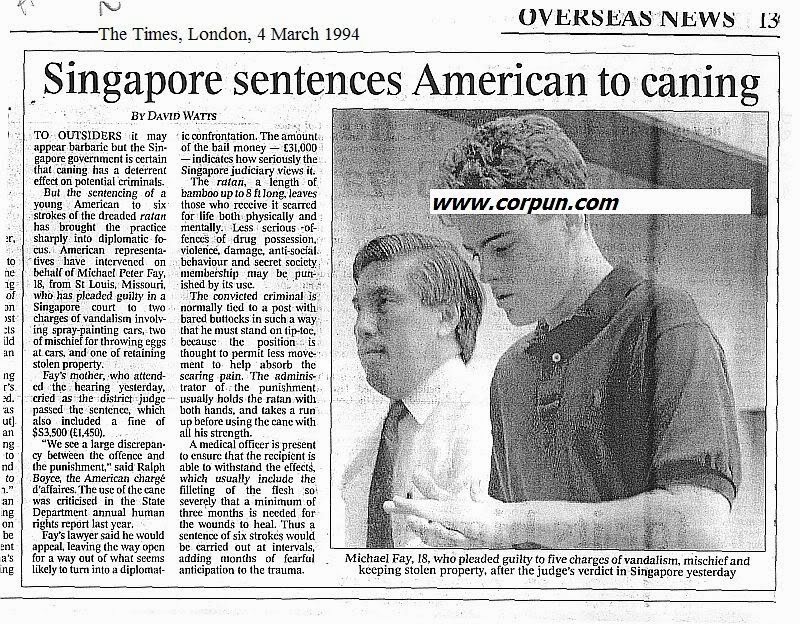 20th Anniversary of Michael P. Fay's Caning