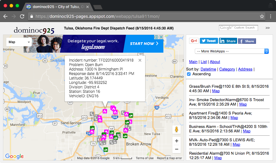 dominoc925: WebApp for viewing City of Tulsa, Oklahoma's Fire ...