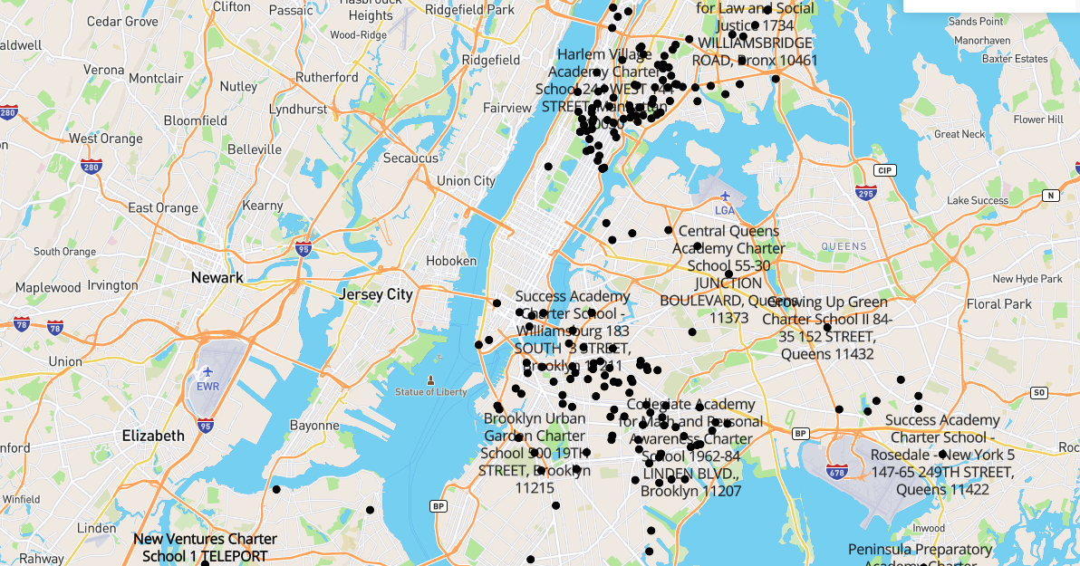 Timing: Map of charter schools in New York City