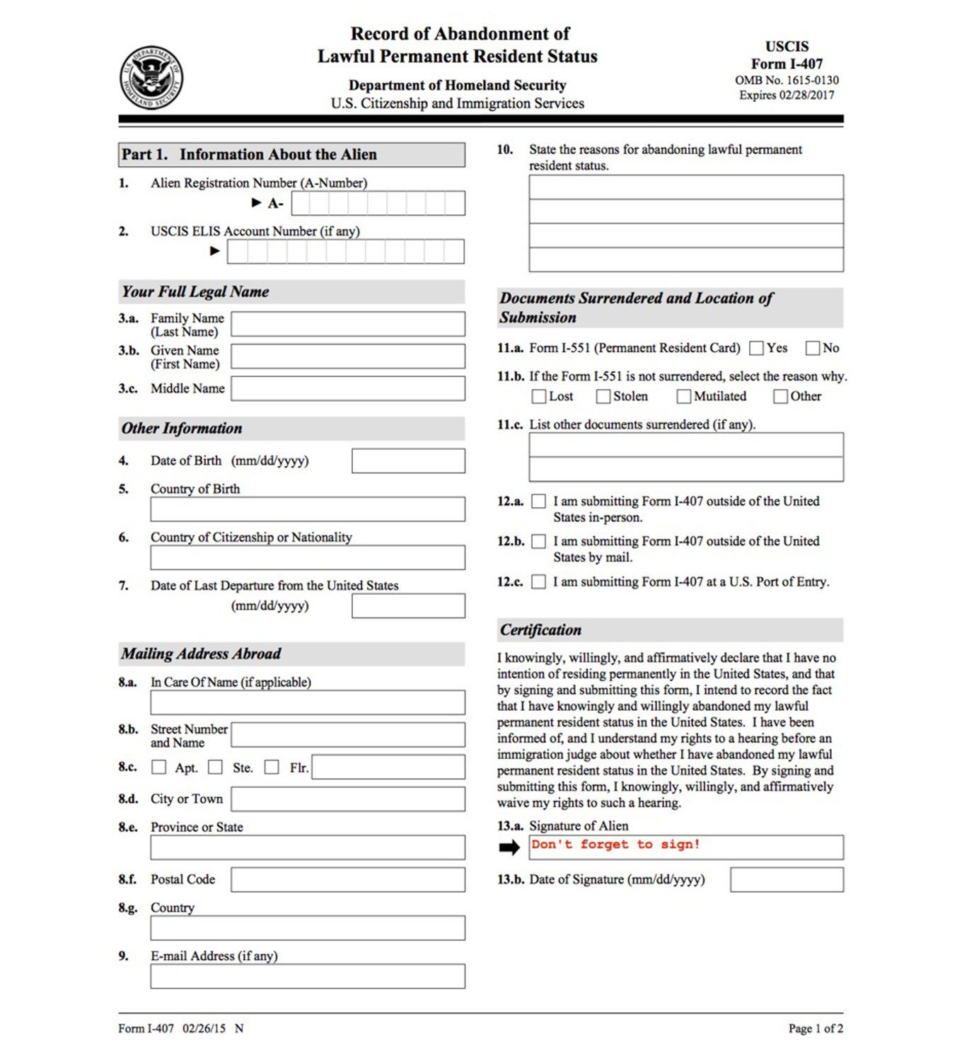 BLOG DEL MALDAD: ¡Atención residentes de Estados Unidos! No firmen la I-407