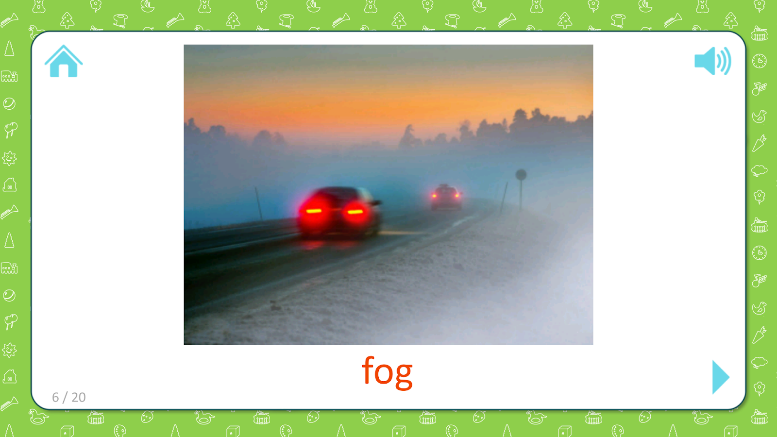 FlashCards For Kids: Fog - Weather And Seasons - Flashcards for Kids