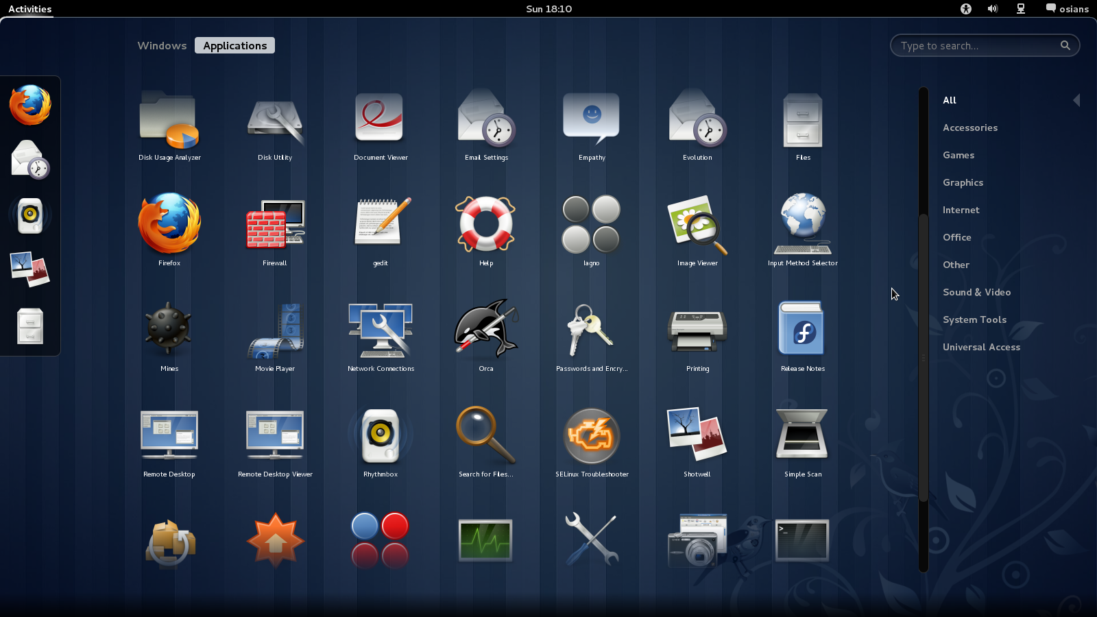 Linux Fedora 15 Gnome