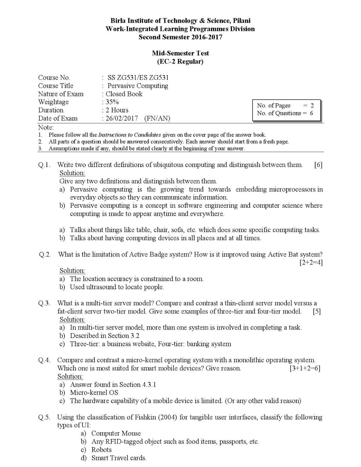 Question Papers: SEM 1