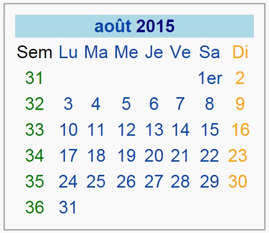 CALENDRIER AOÛT 2015 | 2016 Blank Calendar - calendar en - WWW.ALBUMI.C.LA