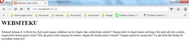 Cara membuat web sederhana hanya dengan html tanpa css - Bengkel Belajarku