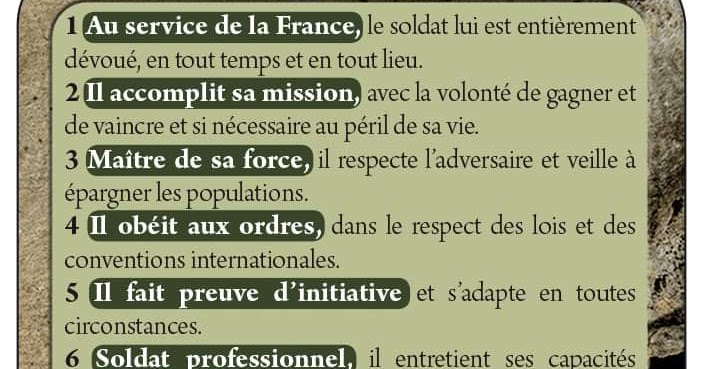 Collectif France 40: Nos valeurs - Le Code du Soldat