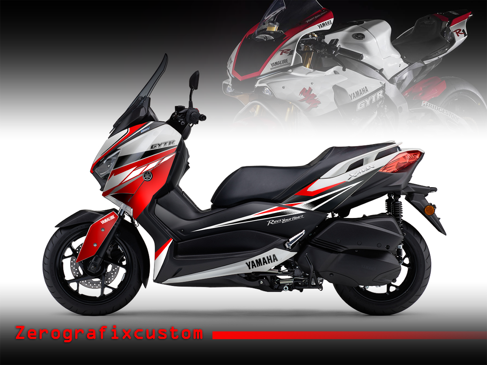 Decals stickers kit Yamaha XMAX 250/300 GYTR racing line