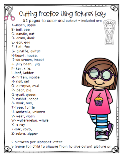 Scissor Practice Easy Pictures "No Prep" ~ Preschool Printables