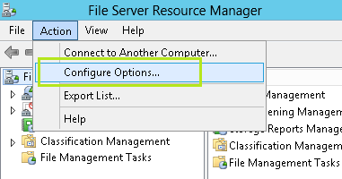 How to set email notification in file server resource manager or fsrm
