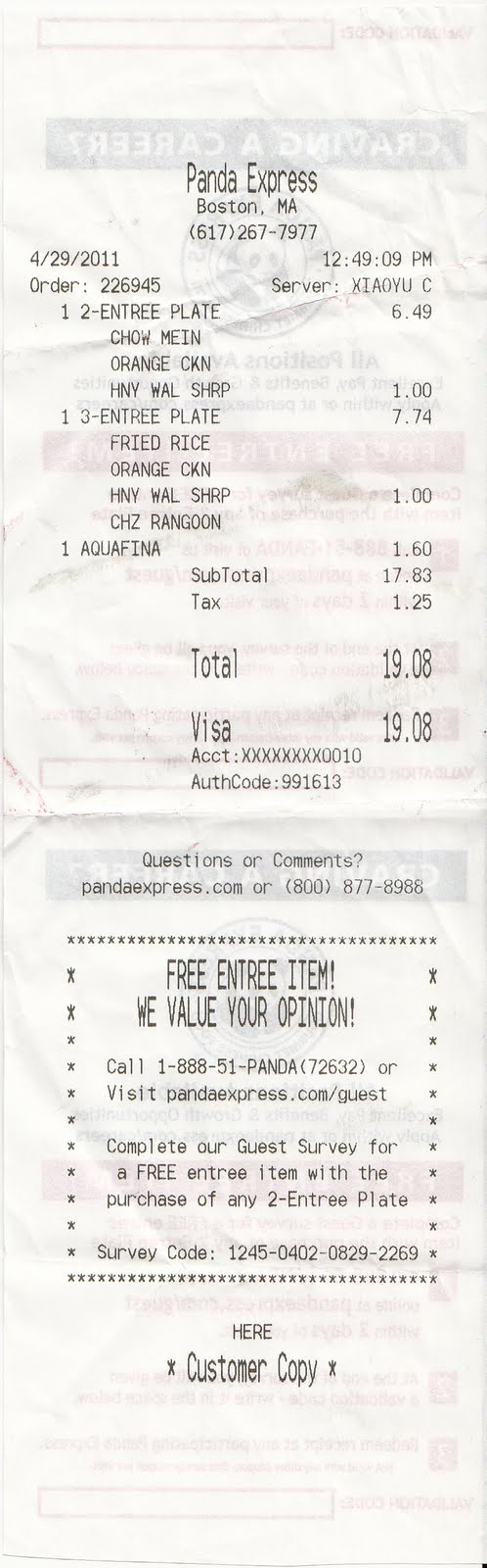 Panda Express : Eating Without Moving