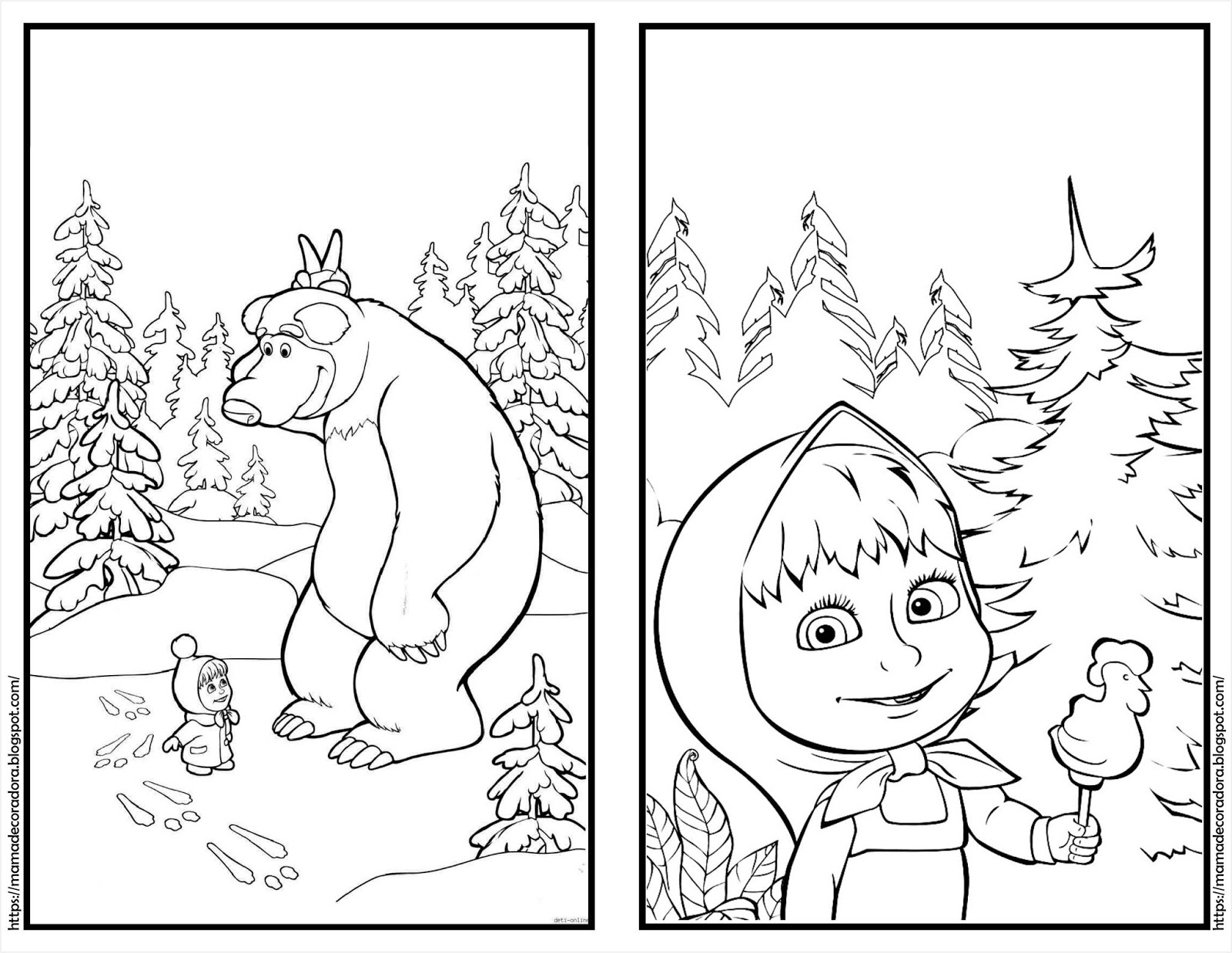 Mamá Decoradora: Librito para colorear gratis de Masha y el oso