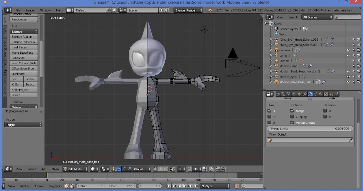 Eniitan Odutola: More screenshots of the Mobian Shark 3D model