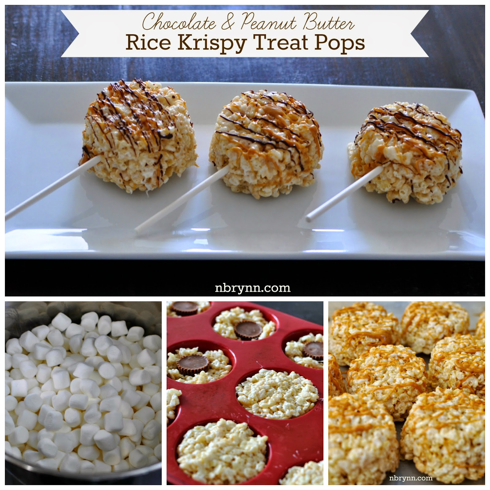 Chocolate & Peanut Butter Rice Krispy Treat Pops - The Cards We Drew