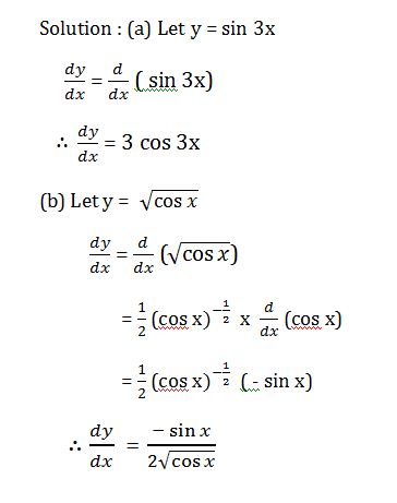 Find the Derivation of (a) sin 3x (b) √(cos⁡x )