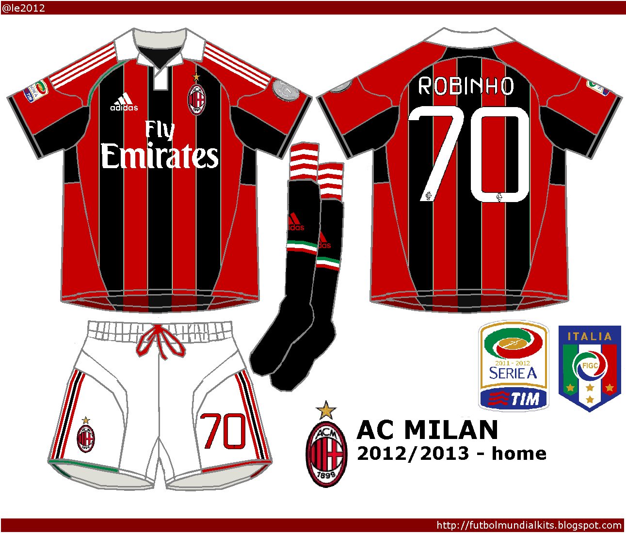 Fútbol Mundial Kits - Uruguay: A. C. Milan - 2012/2013 (home, away y third)