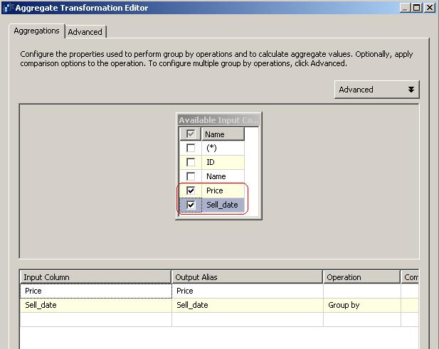 SSIS: AGGREGATE TRANSFORMATION