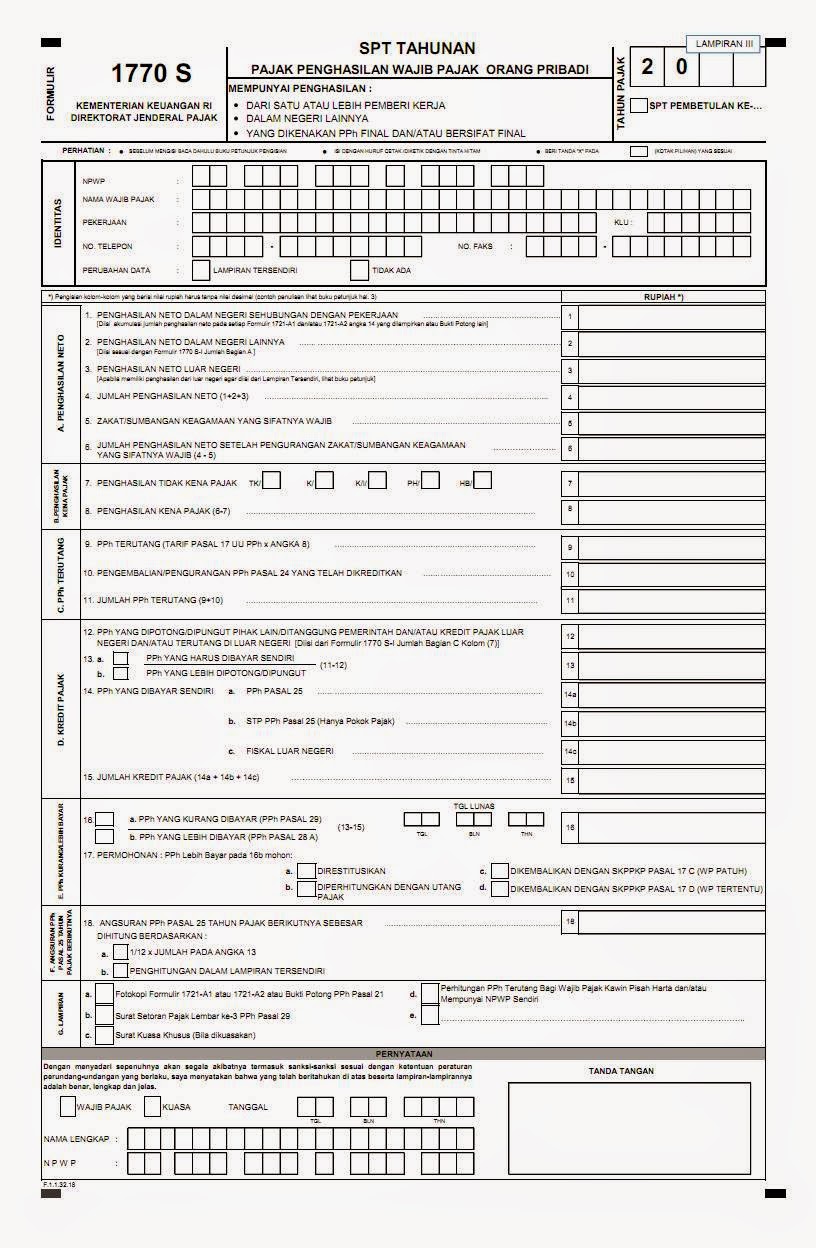 Contoh Formulir SPT 1770s | Balige Yunita Frisha
