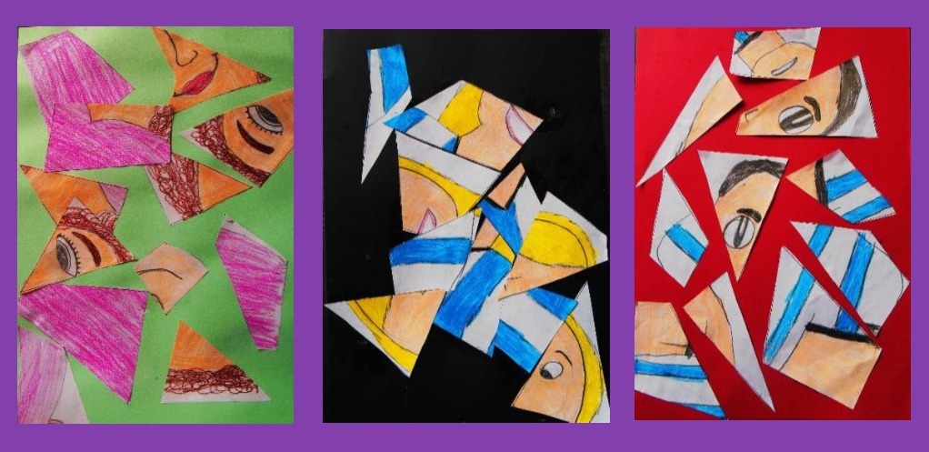 Collage de un autorretrato al estilo Cubista